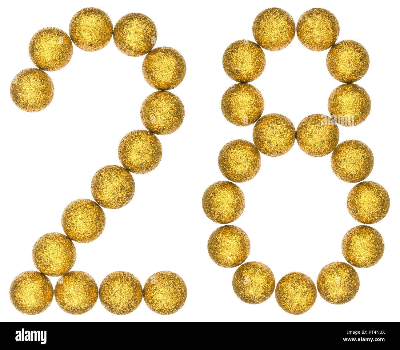 Numeral 28, twenty eight, from decorative balls, isolated on white ...