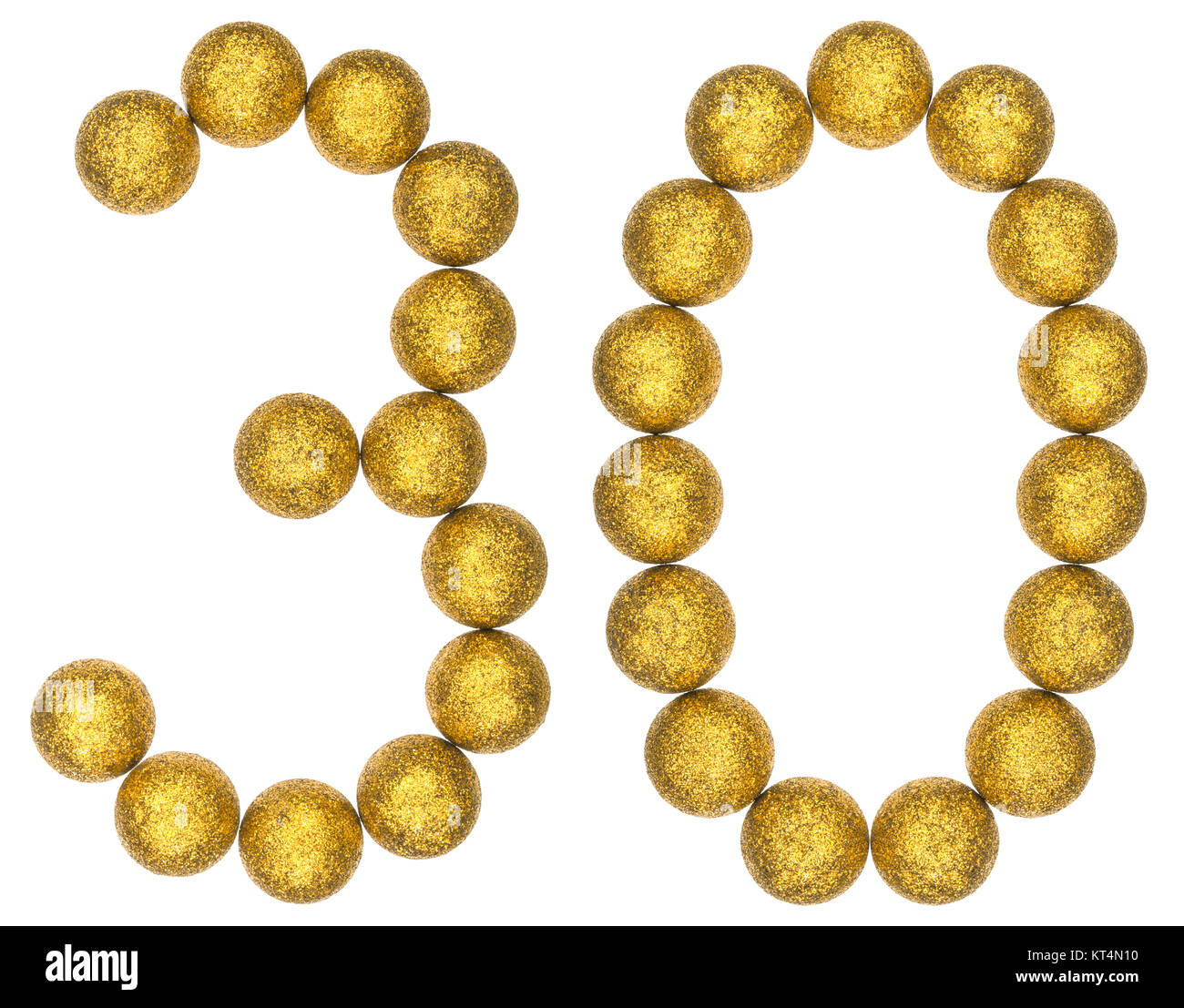 Numeral 30, thirty, from decorative balls, isolated on white background ...