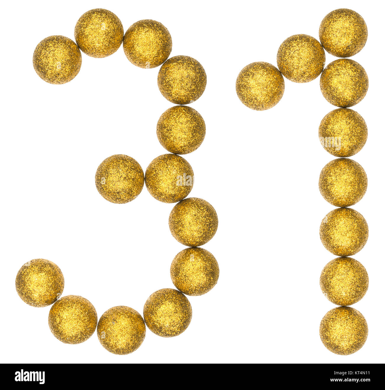 Numeral 31, thirty one, from decorative balls, isolated on white ...