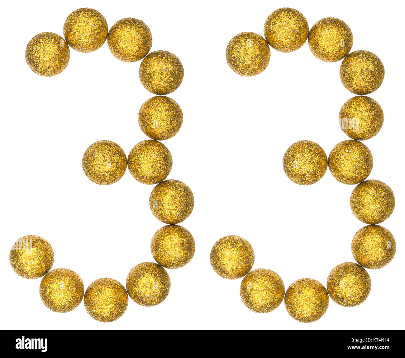 Numeral 33, thirty three, from decorative balls, isolated on white ...