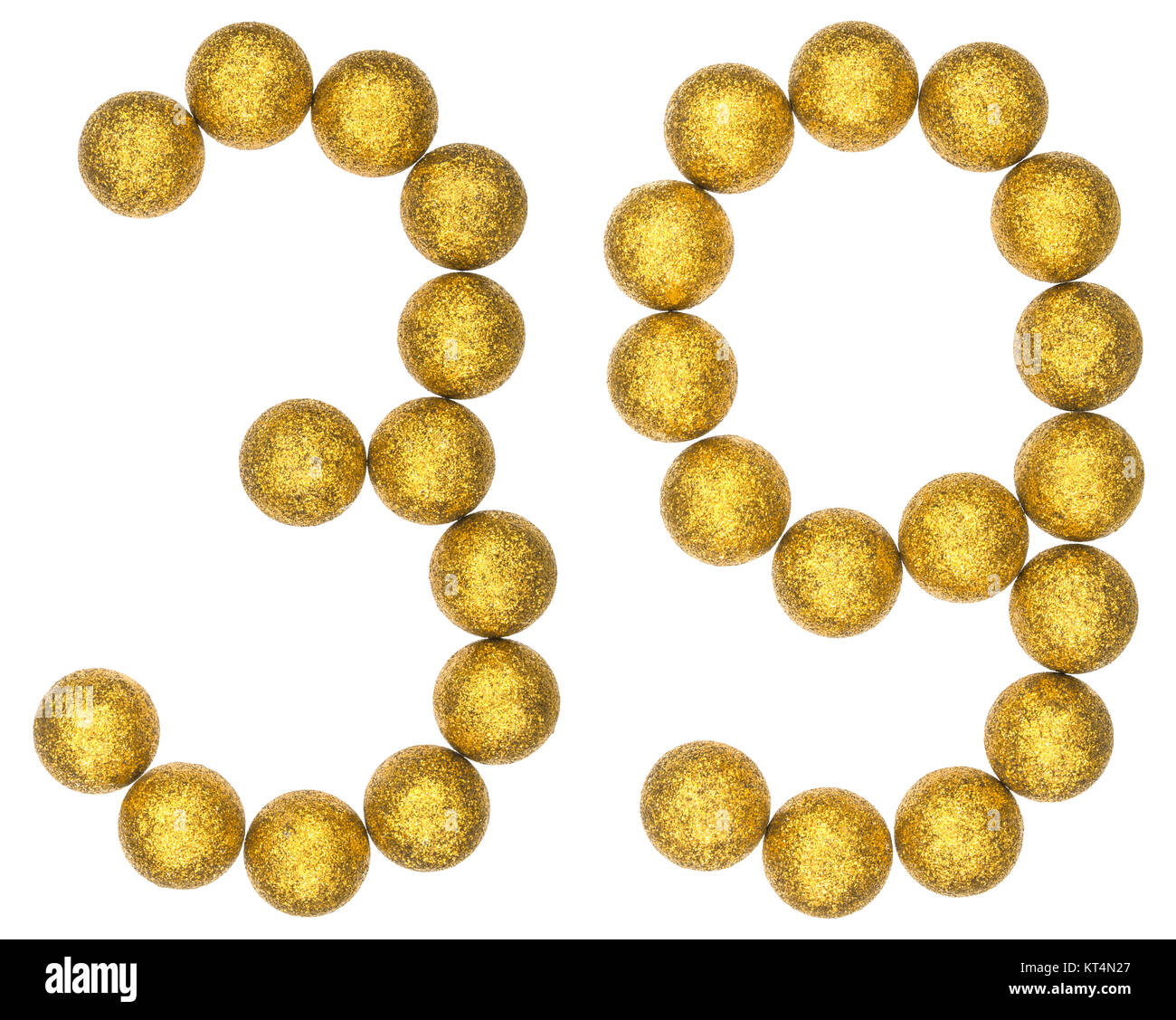 Numeral 39, thirty nine, from decorative balls, isolated on white ...