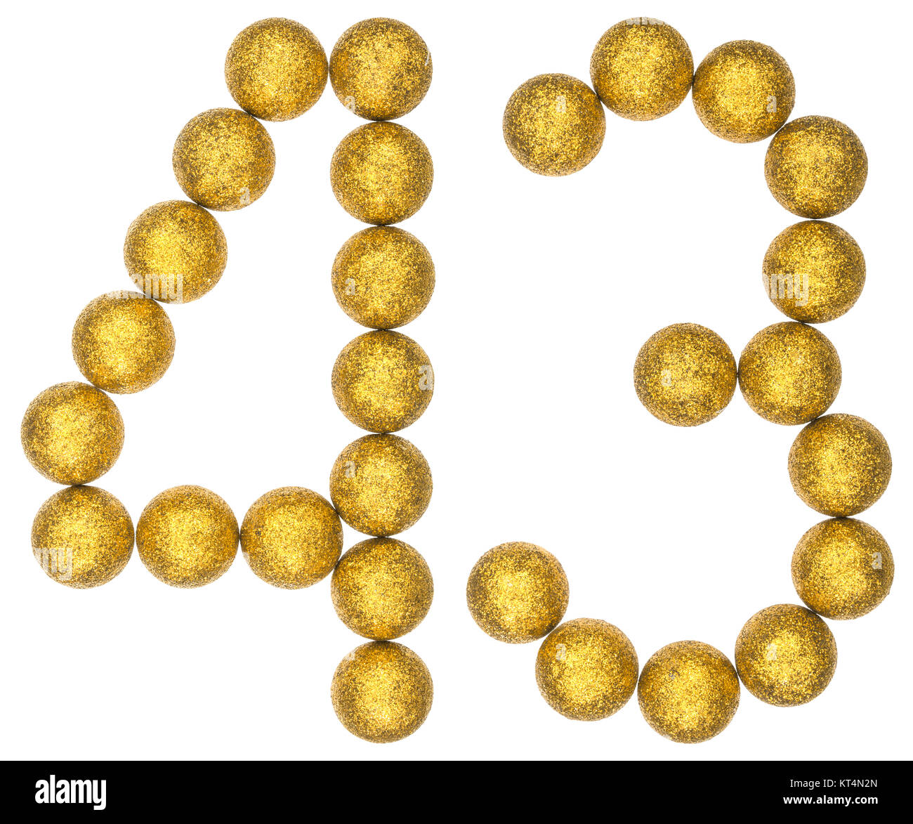 Numeral 43, forty three, from decorative balls, isolated on white ...