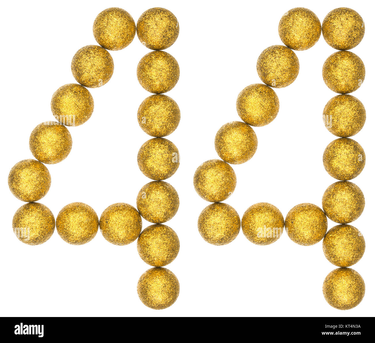 Numeral 44, forty four, from decorative balls, isolated on white ...