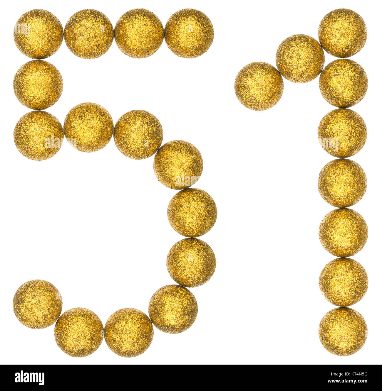 Numeral 51, fifty one, from decorative balls, isolated on white ...