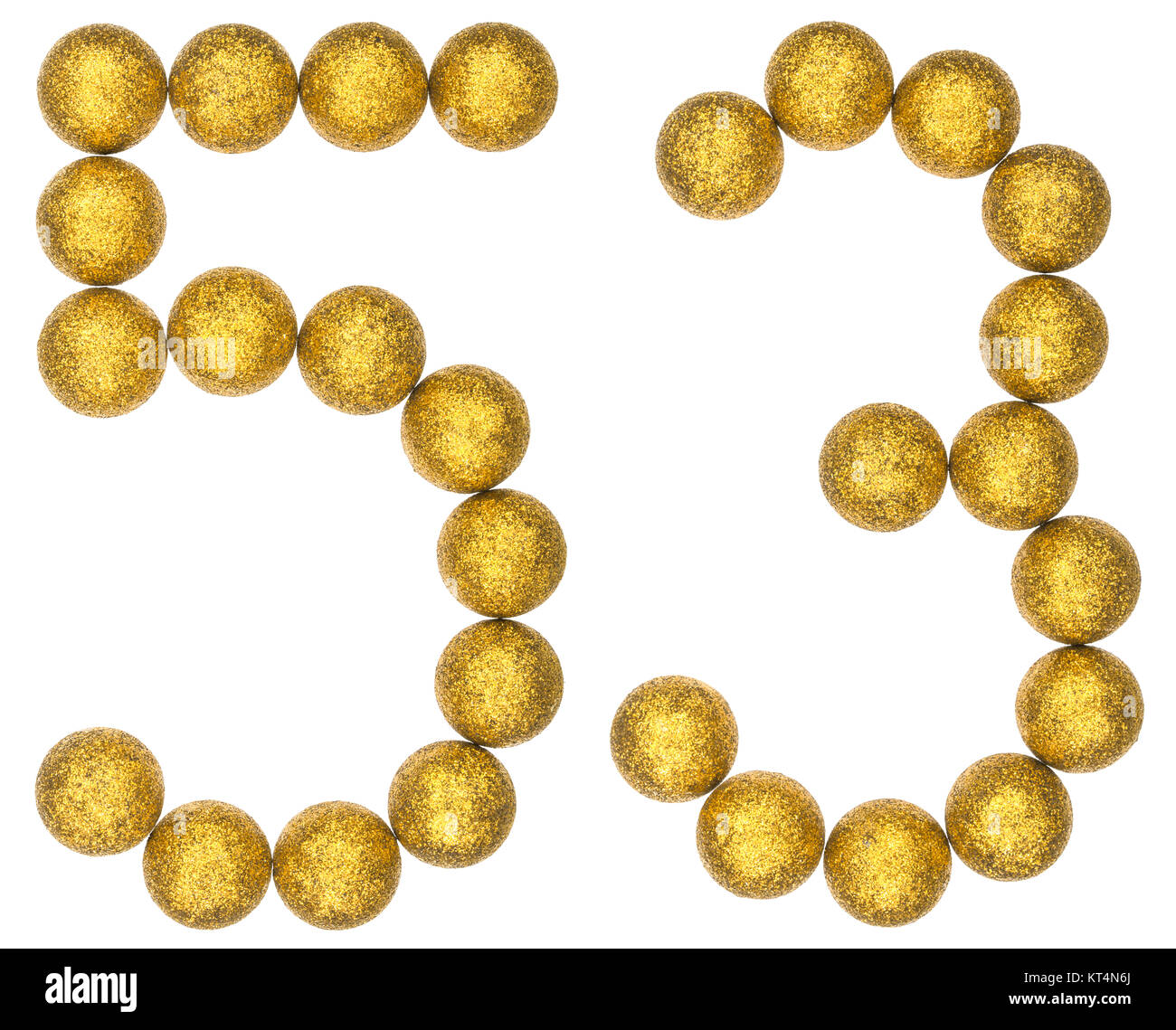 Numeral 53, fifty three, from decorative balls, isolated on white ...