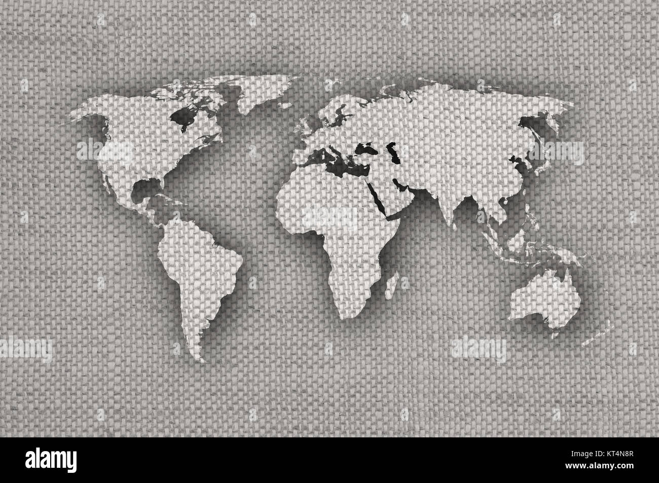 world map on old linen Stock Photo - Alamy
