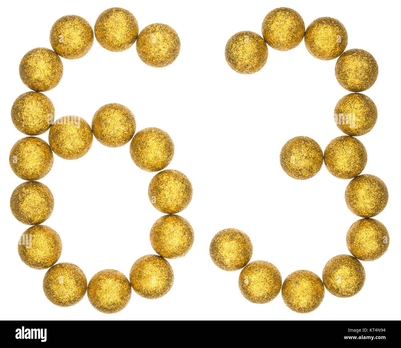 Numeral 63, sixty three, from decorative balls, isolated on white background Stock Photo - Alamy