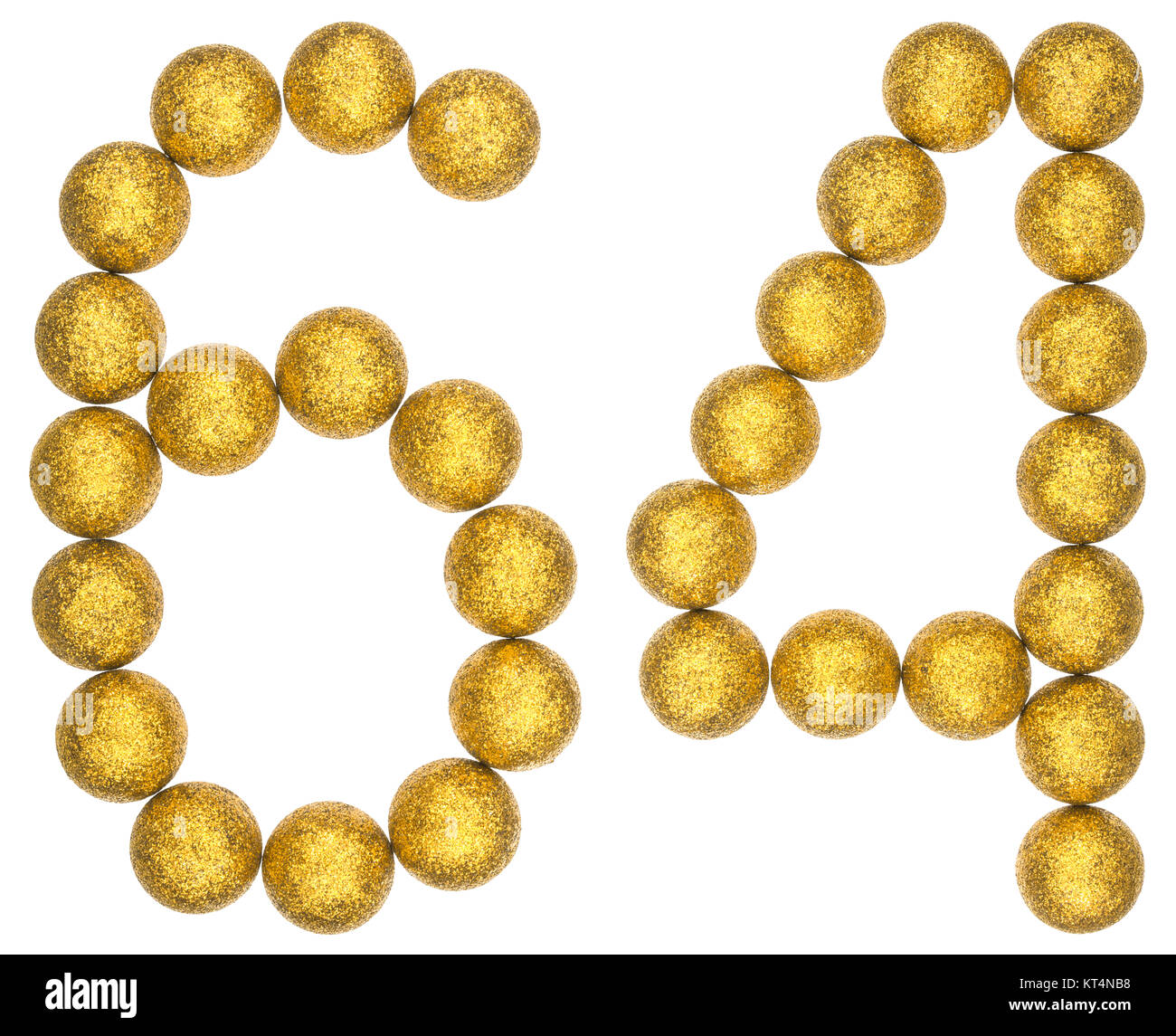 Numeral 64, sixty four, from decorative balls, isolated on white ...