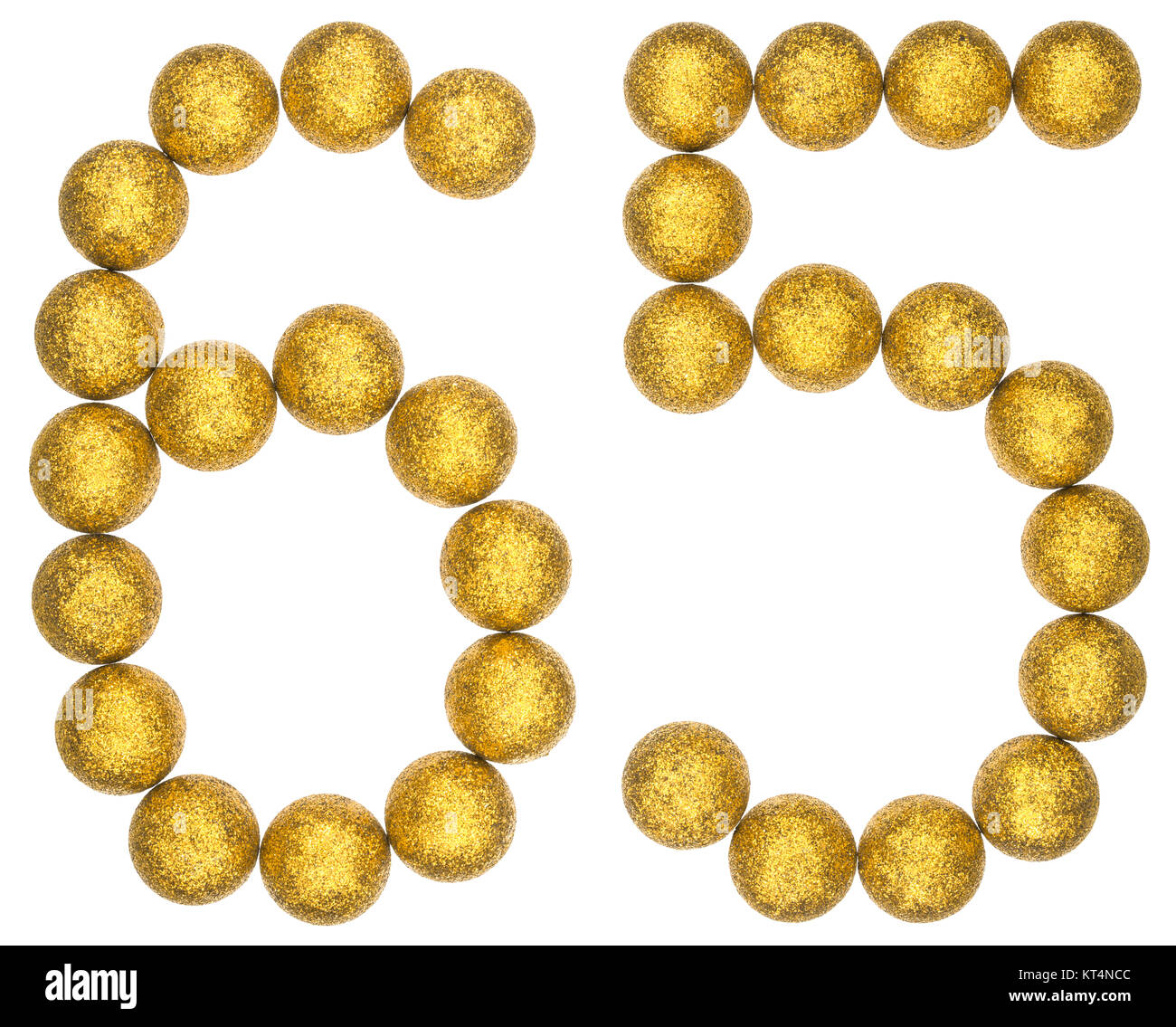 Numeral 65, sixty five, from decorative balls, isolated on white ...