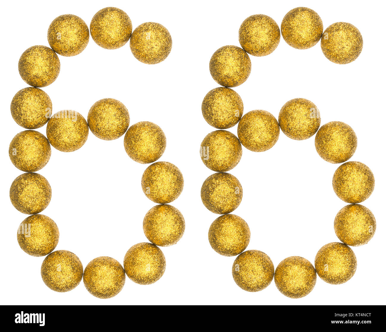 Numeral 66, sixty six, from decorative balls, isolated on white ...