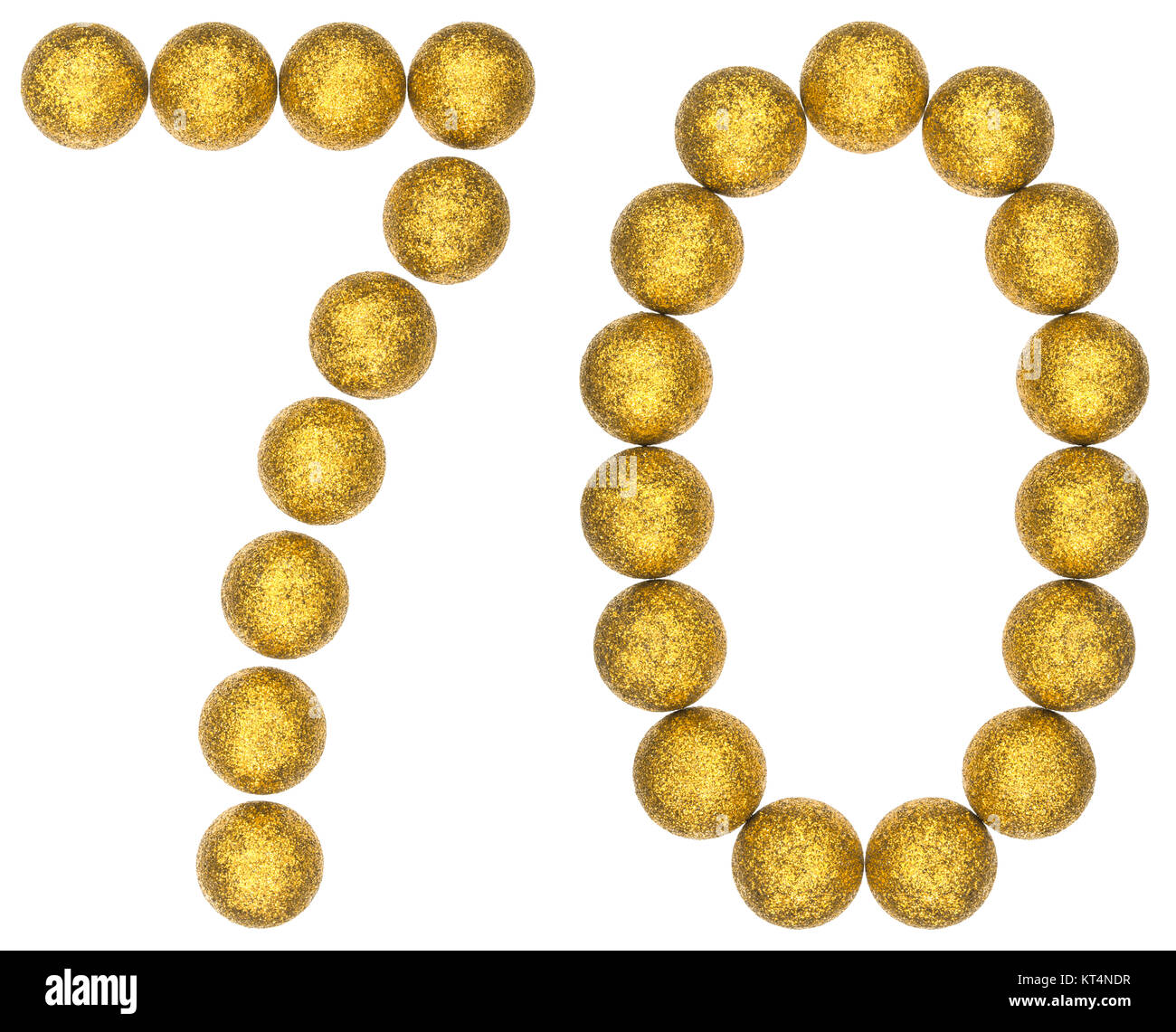 Numeral 70, seventy, from decorative balls, isolated on white ...