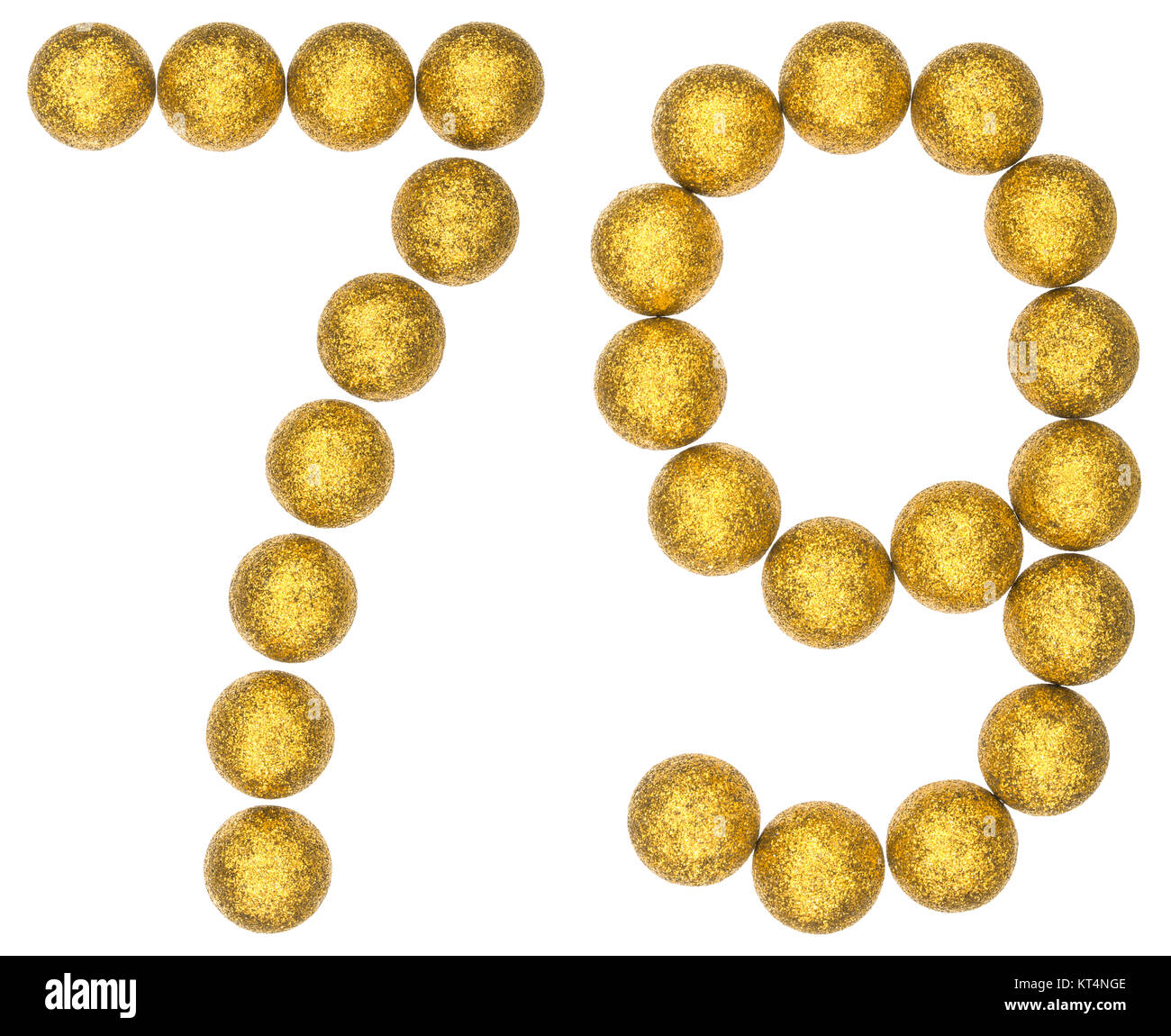 Numeral 79, seventy nine, from decorative balls, isolated on white ...