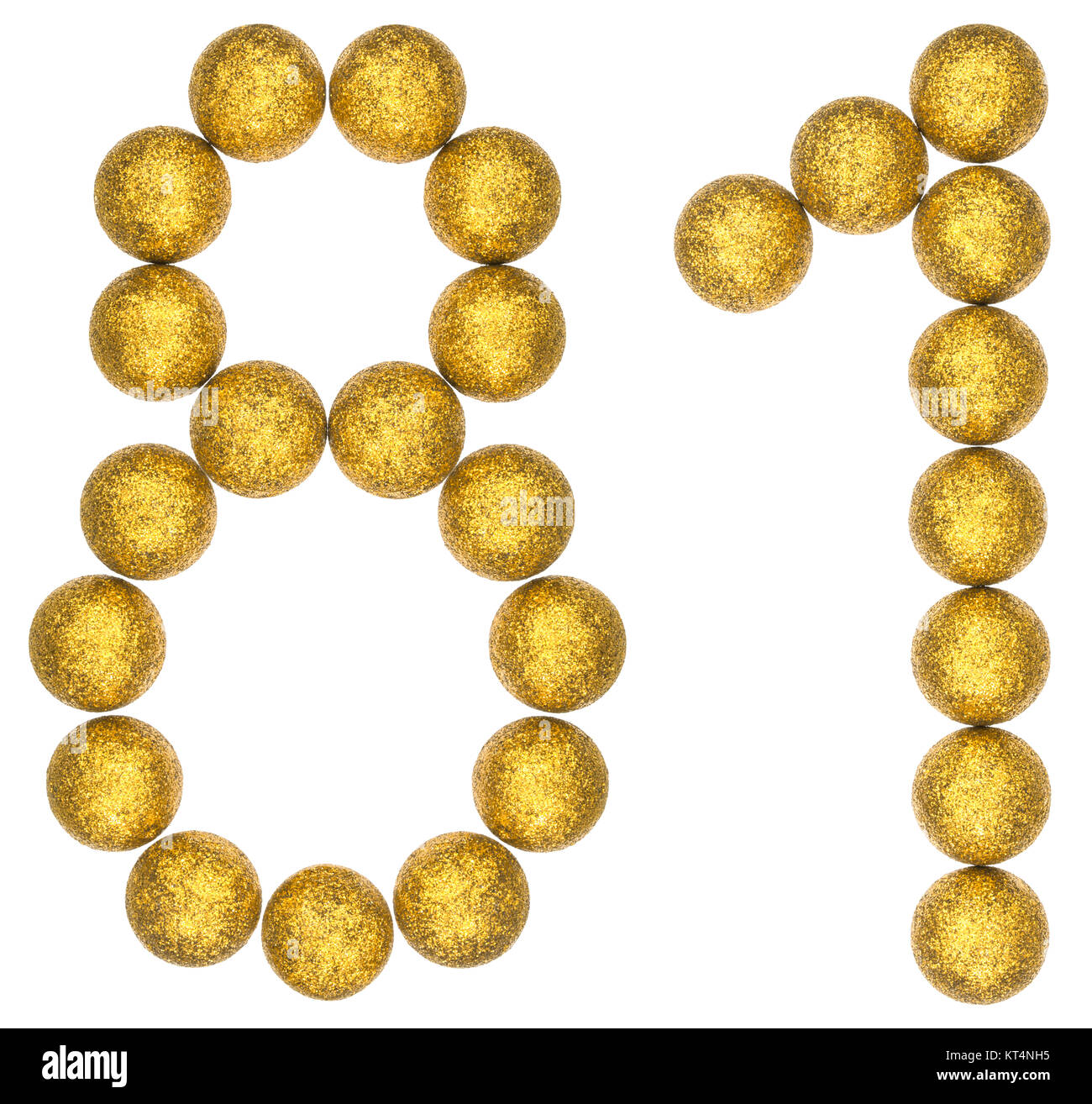 Numeral 81, eighty one, from decorative balls, isolated on white ...