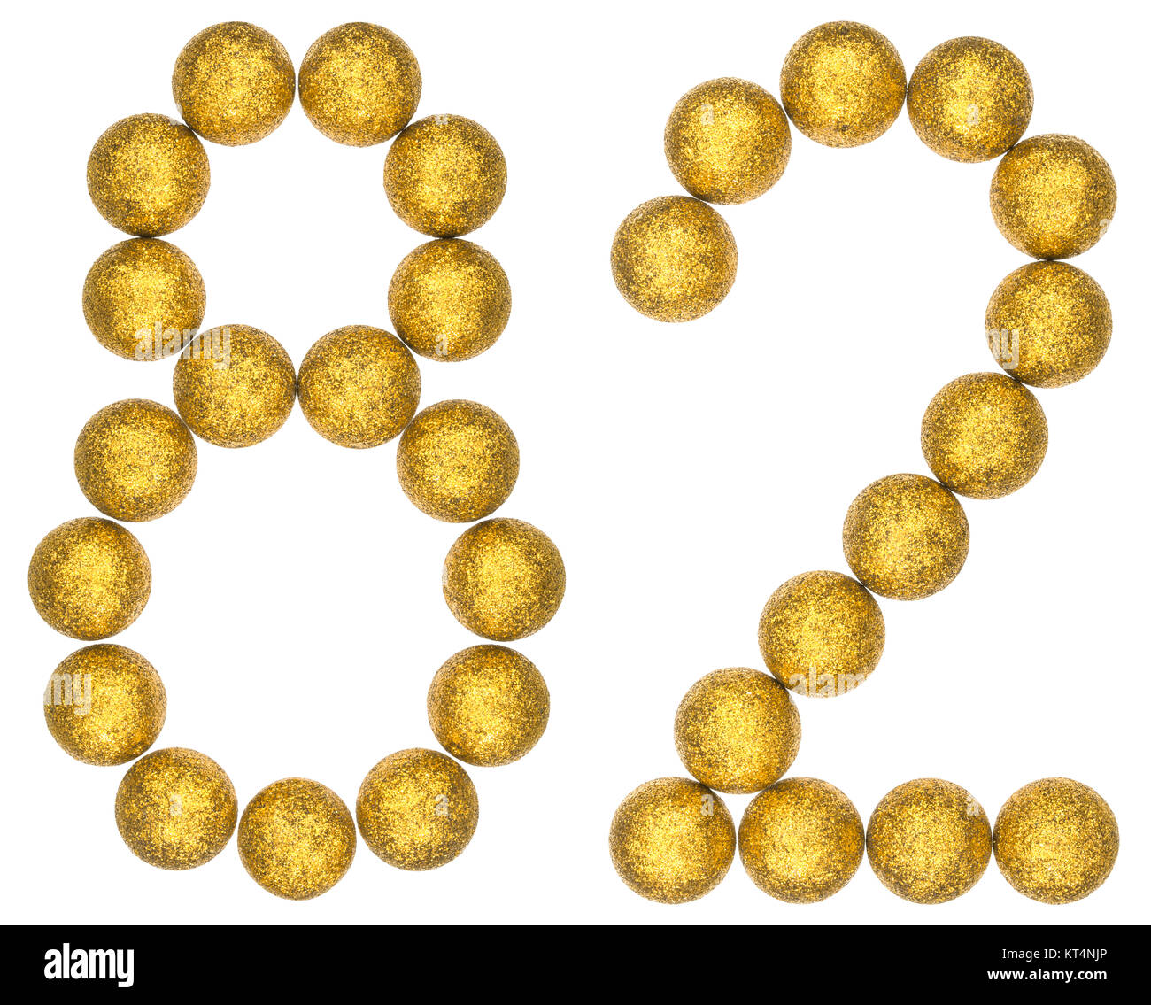Numeral 82, eighty two, from decorative balls, isolated on white ...