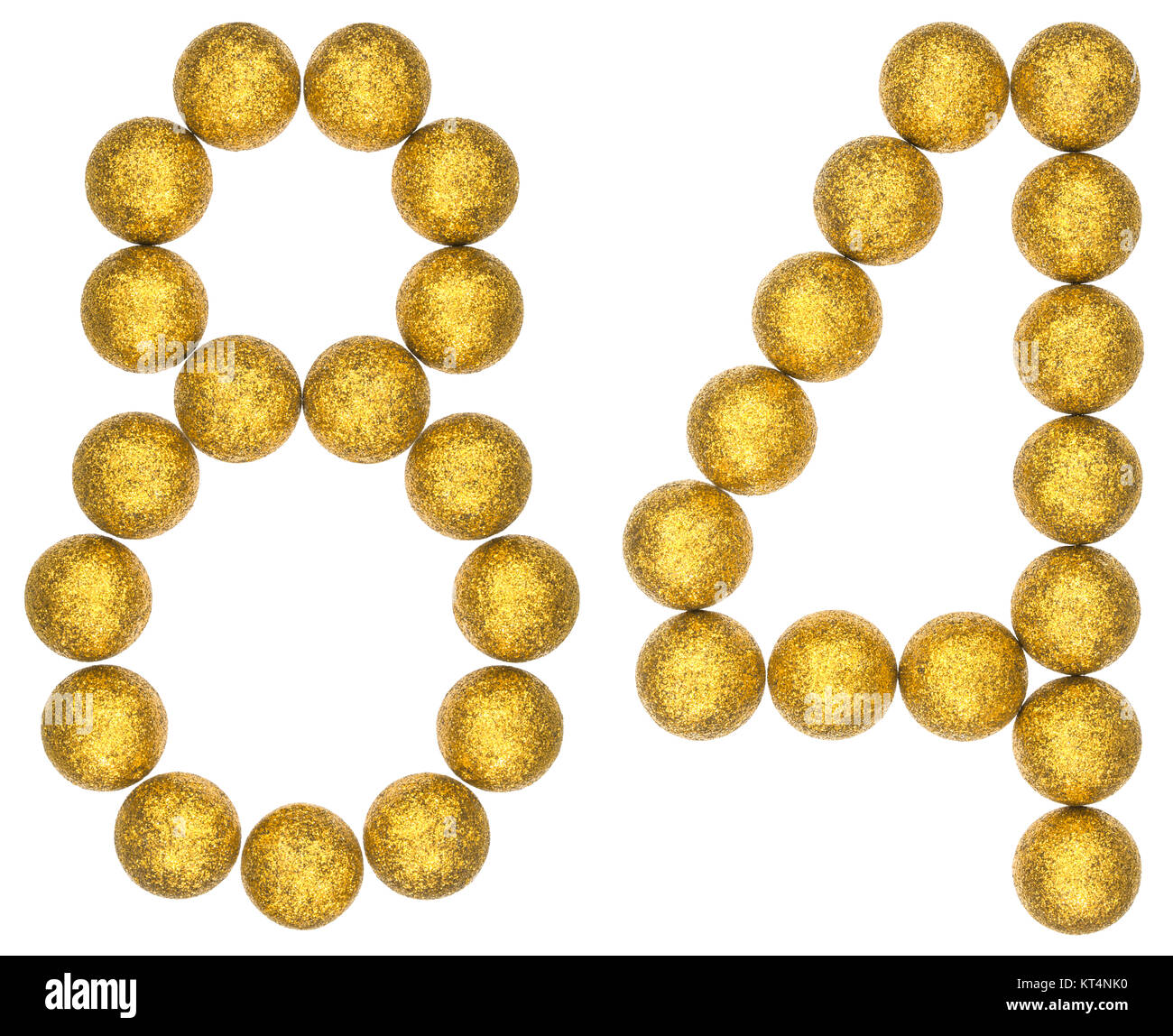 Numeral 84, eighty four, from decorative balls, isolated on white ...