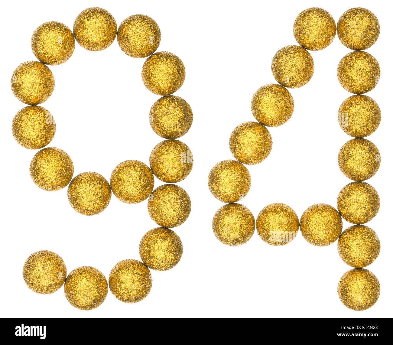 Numeral 94, ninety four, from decorative balls, isolated on white ...