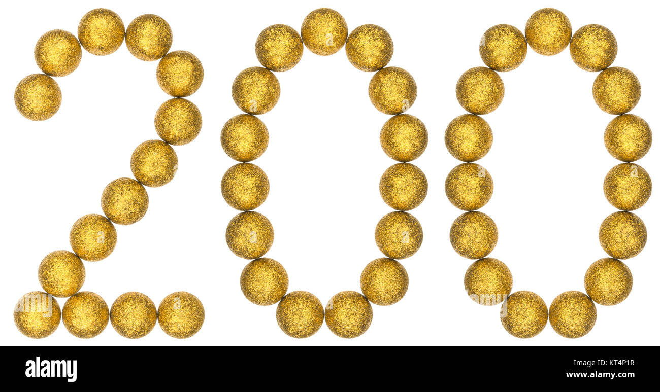 Numeral 200, two hundred, from decorative balls, isolated on white ...