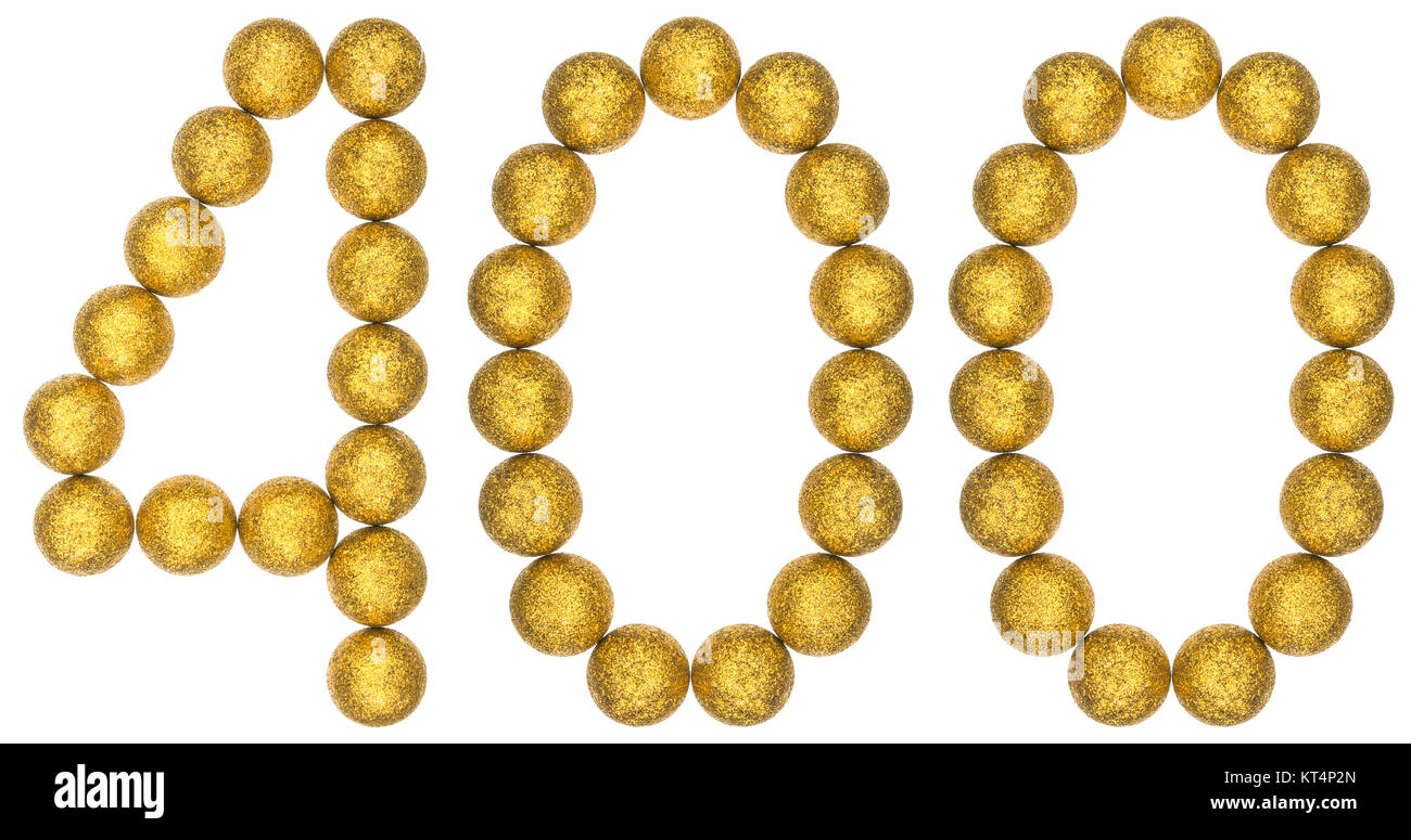 Numeral 400, four hundred, from decorative balls, isolated on white ...
