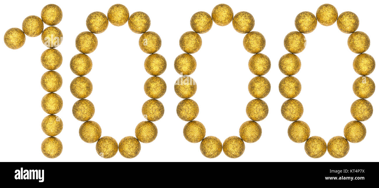 Numeral 1000, one thousand, from decorative balls, isolated on white ...