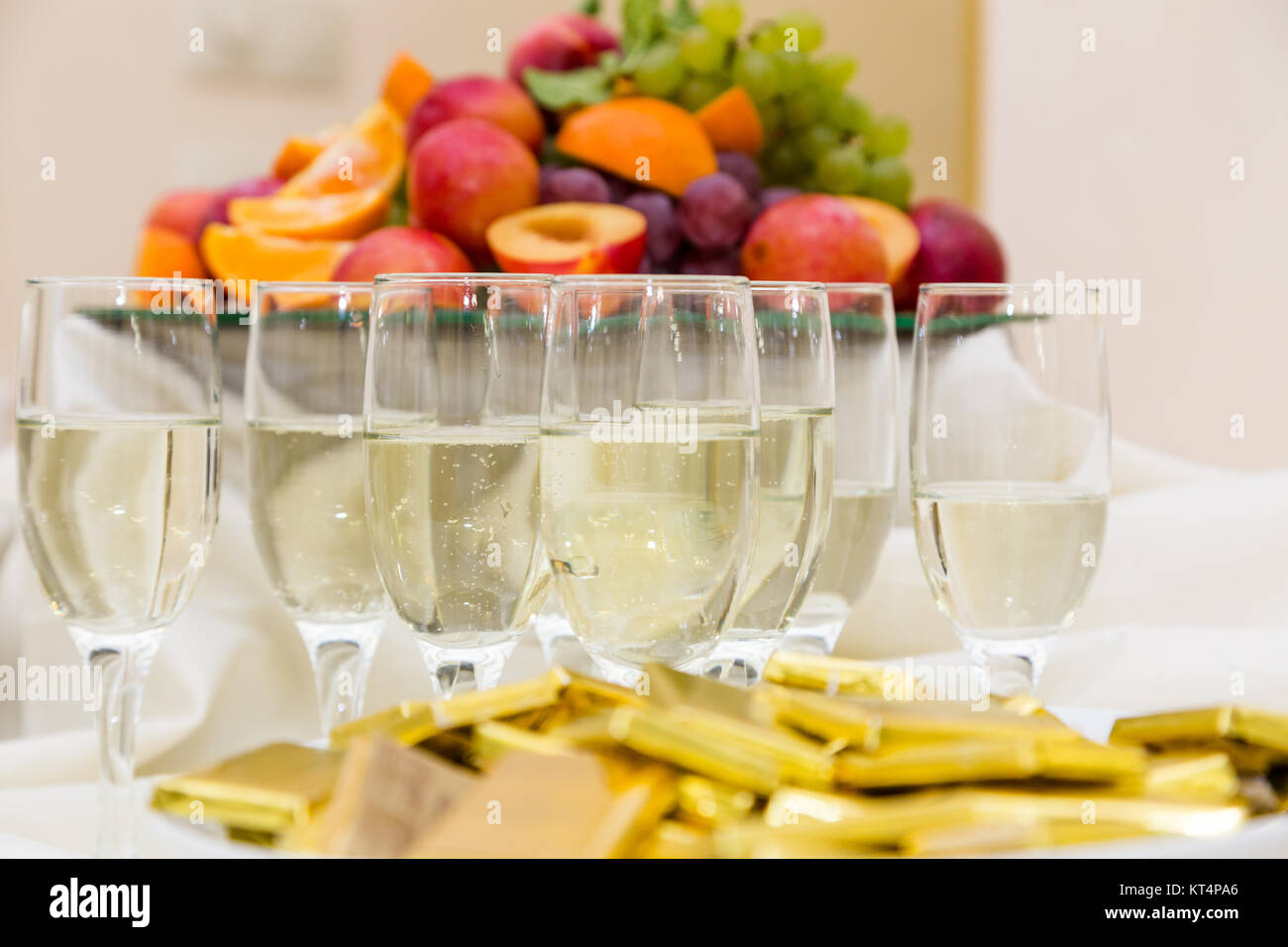 champagne with light snack serving on wecome Stock Photo - Alamy