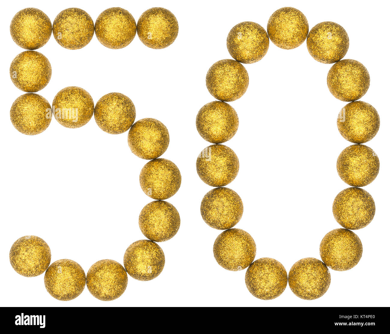 Numeral 50, fifty, from decorative balls, isolated on white background ...