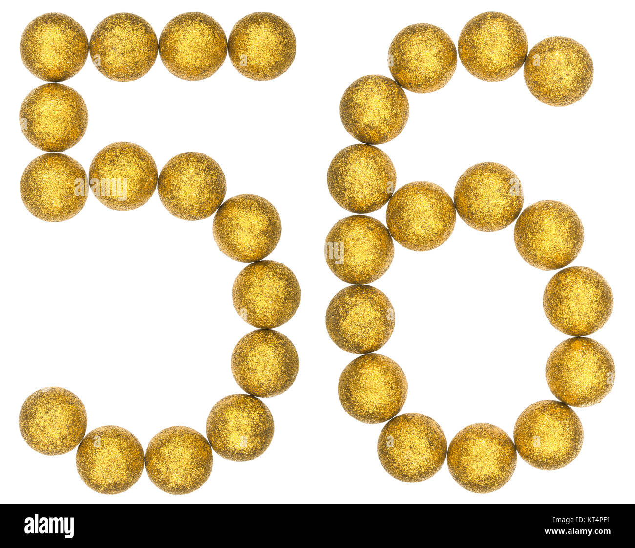 Numeral 56, fifty six, from decorative balls, isolated on white ...