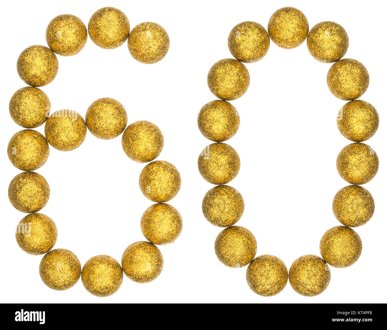 Numeral 60, sixty, from decorative balls, isolated on white background ...