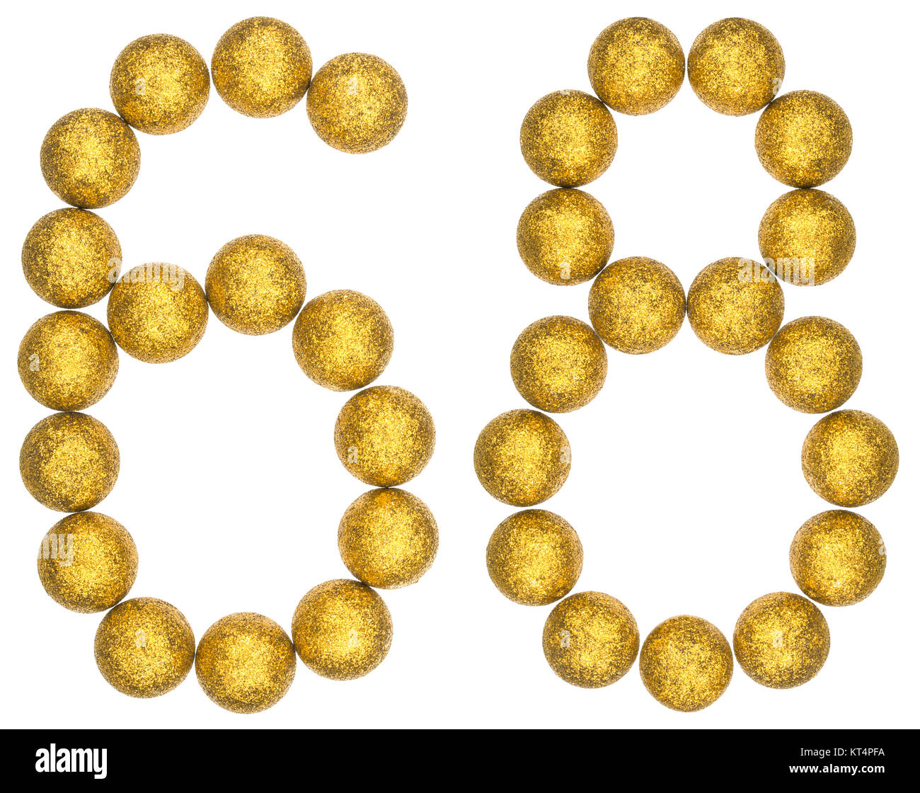 Numeral 68, sixty eight, from decorative balls, isolated on white ...