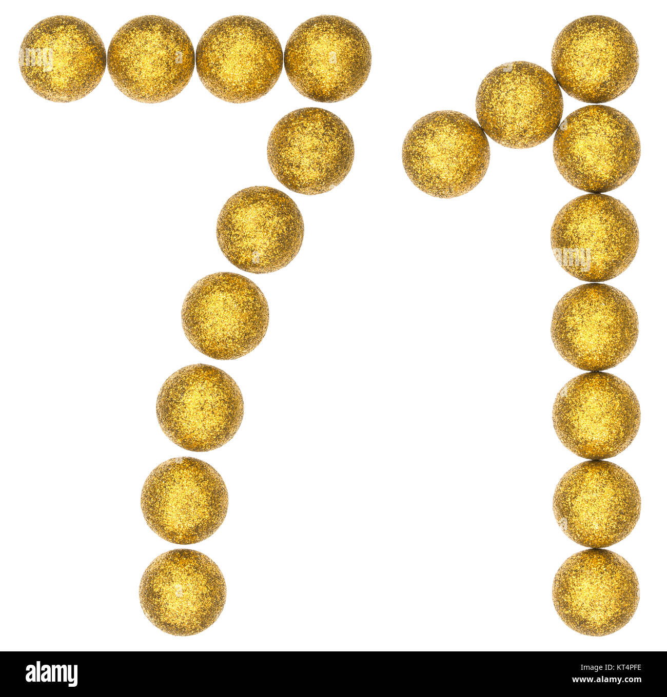 Numeral 71, seventy one, from decorative balls, isolated on white ...