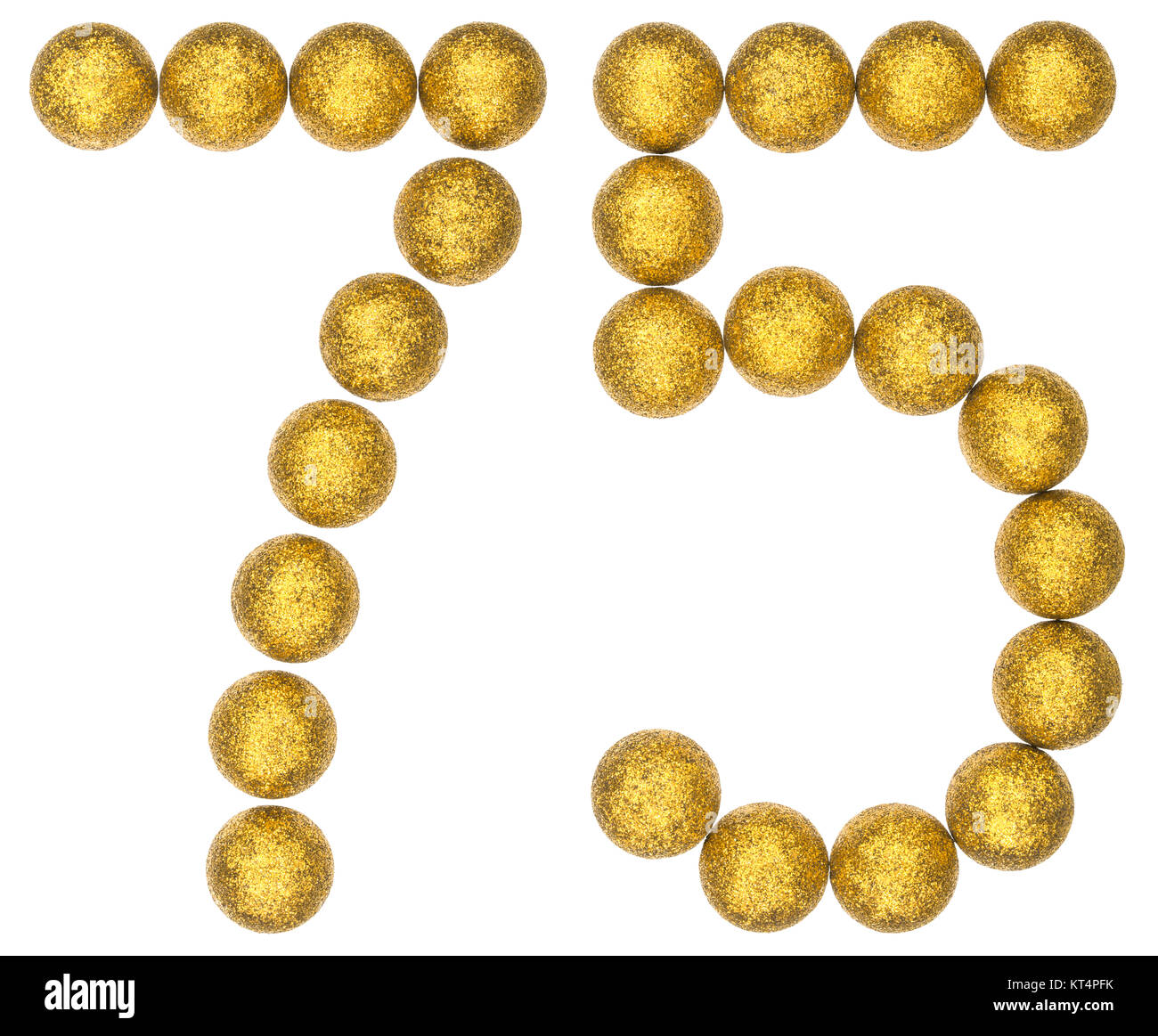 Numeral 75, seventy five, from decorative balls, isolated on white ...