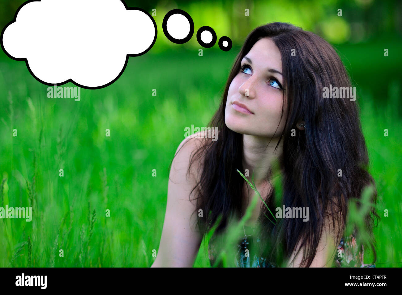 Thinking girl. Think about something. Beautiful,lovely,cute,attractive ...