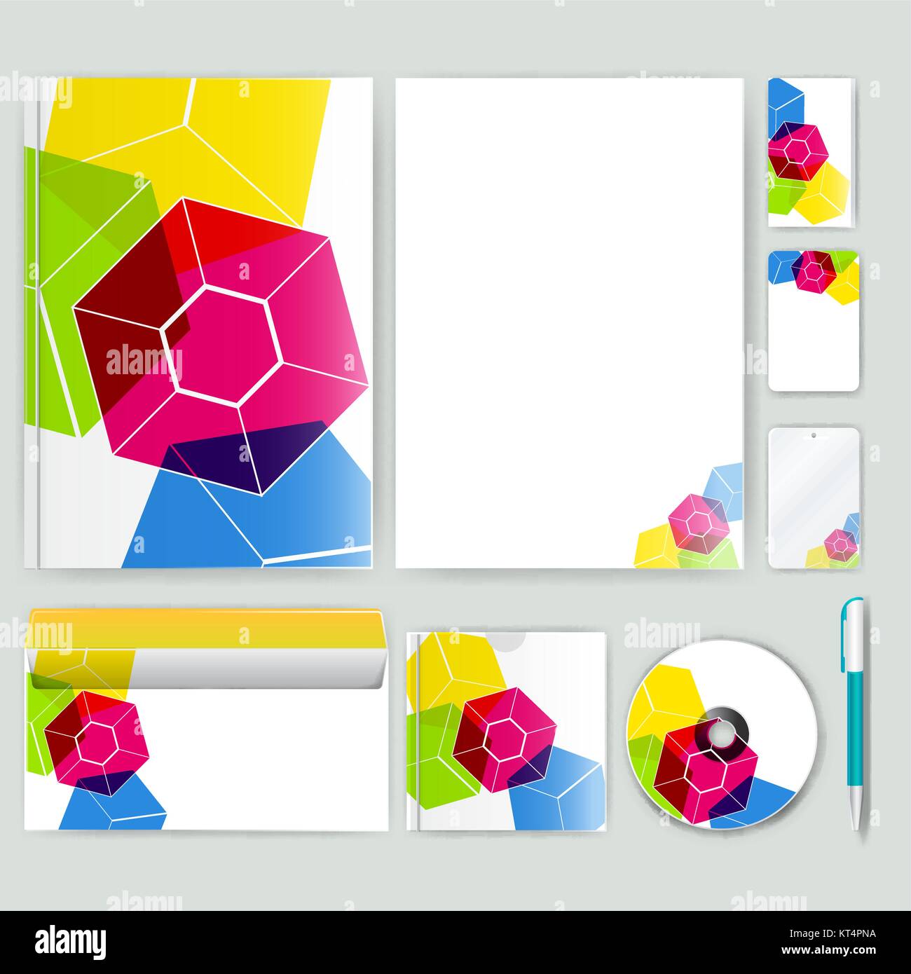 Corporate identity template with color elements. Vector company ...