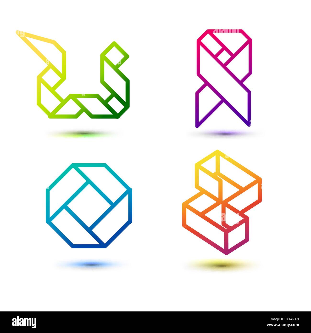 Set of symbol and shapes. Trendy icons and logotypes. Business signs ...