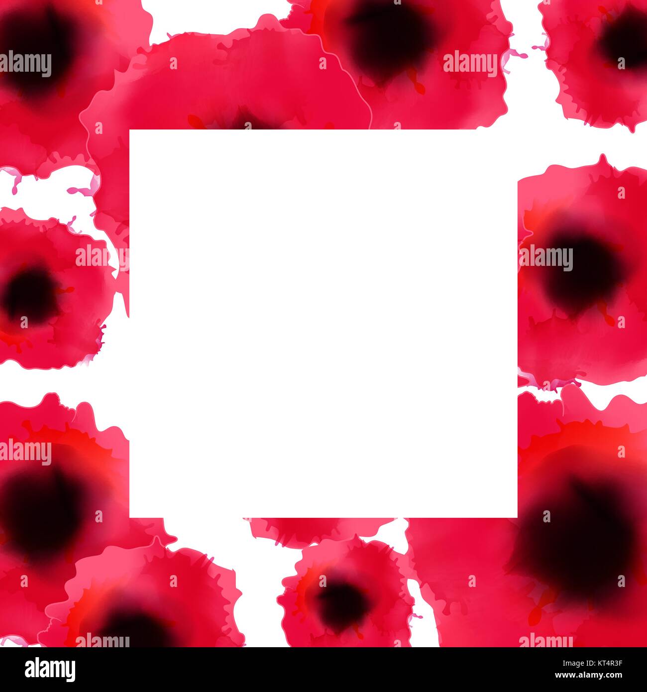 Watercolor romantic blooming poppy flowers isolated vector illustration ...