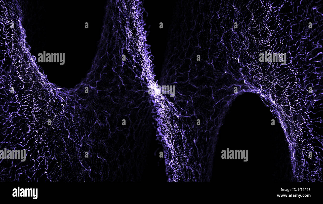 Digital particles floating waveform in the abyss abstract cyber ...