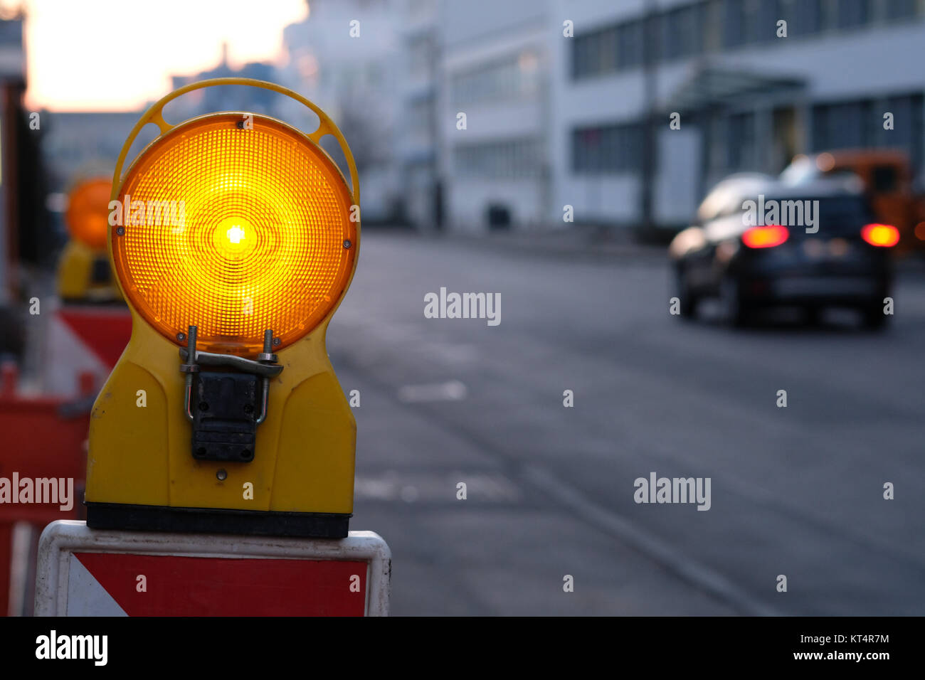 construction and light vehicle brake lights Stock Photo - Alamy