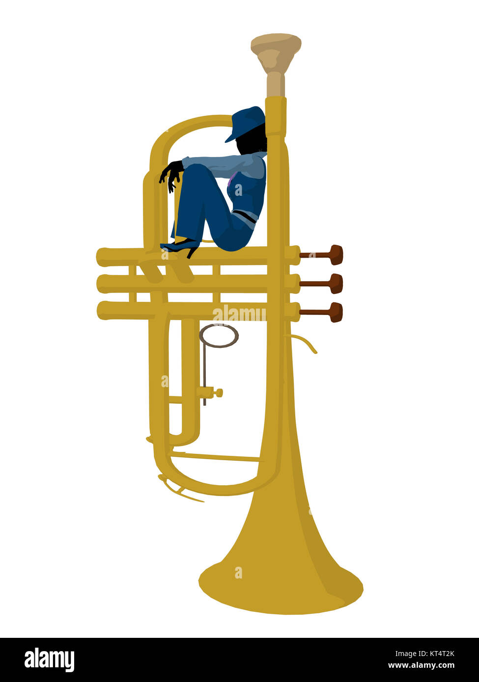 African american jazz musician on a trumpet on a white background Stock ...