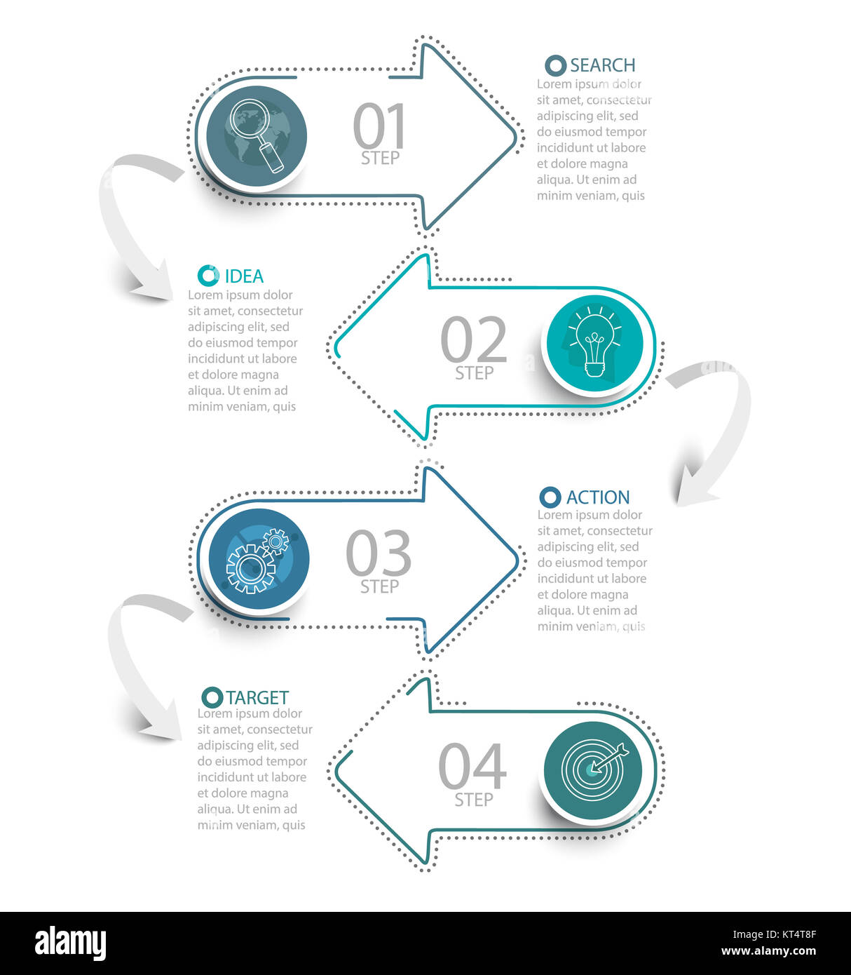 Process 4 step arrows Cut Out Stock Images & Pictures - Alamy