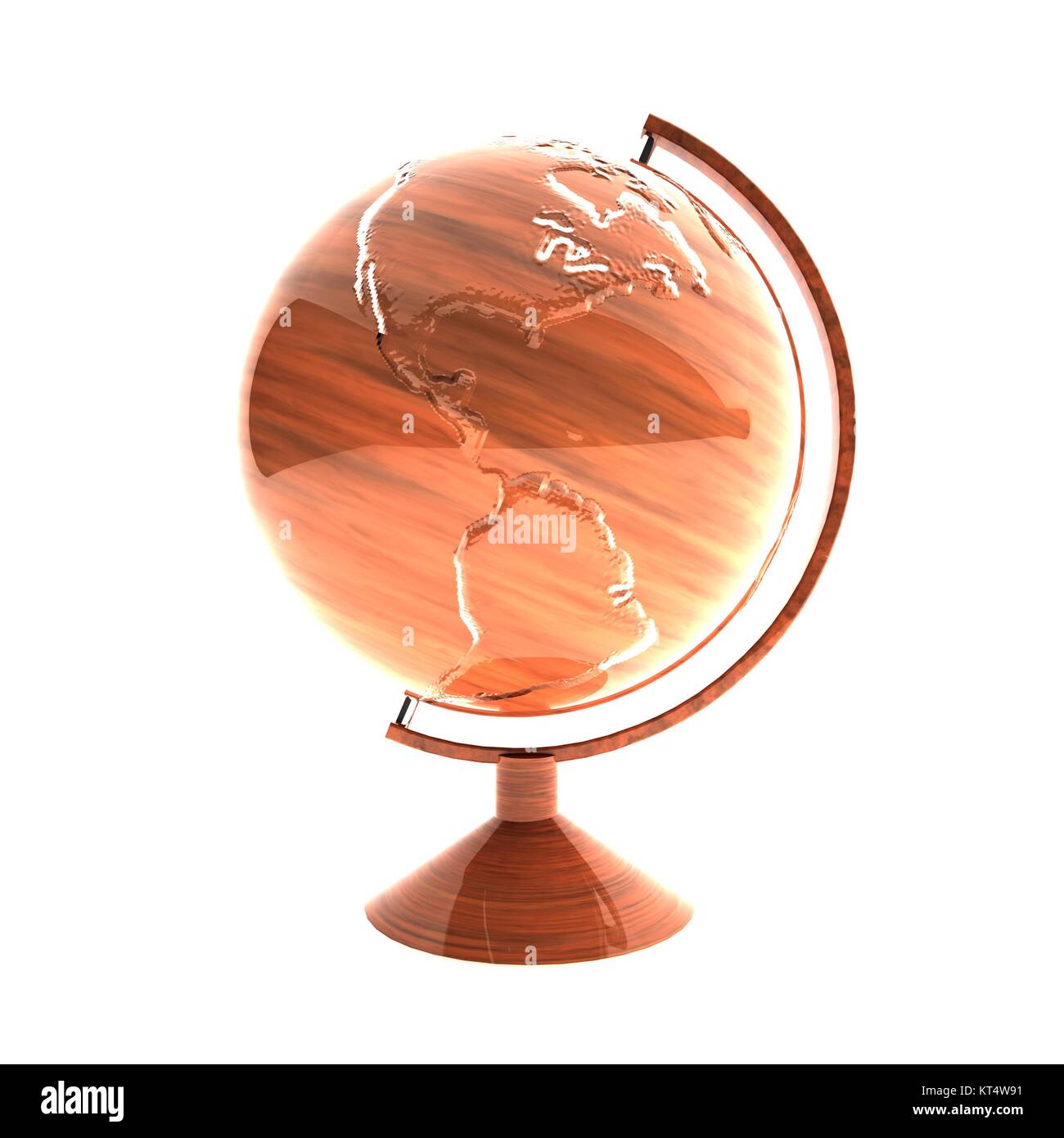 Wooden globe isolated over white Stock Photo - Alamy