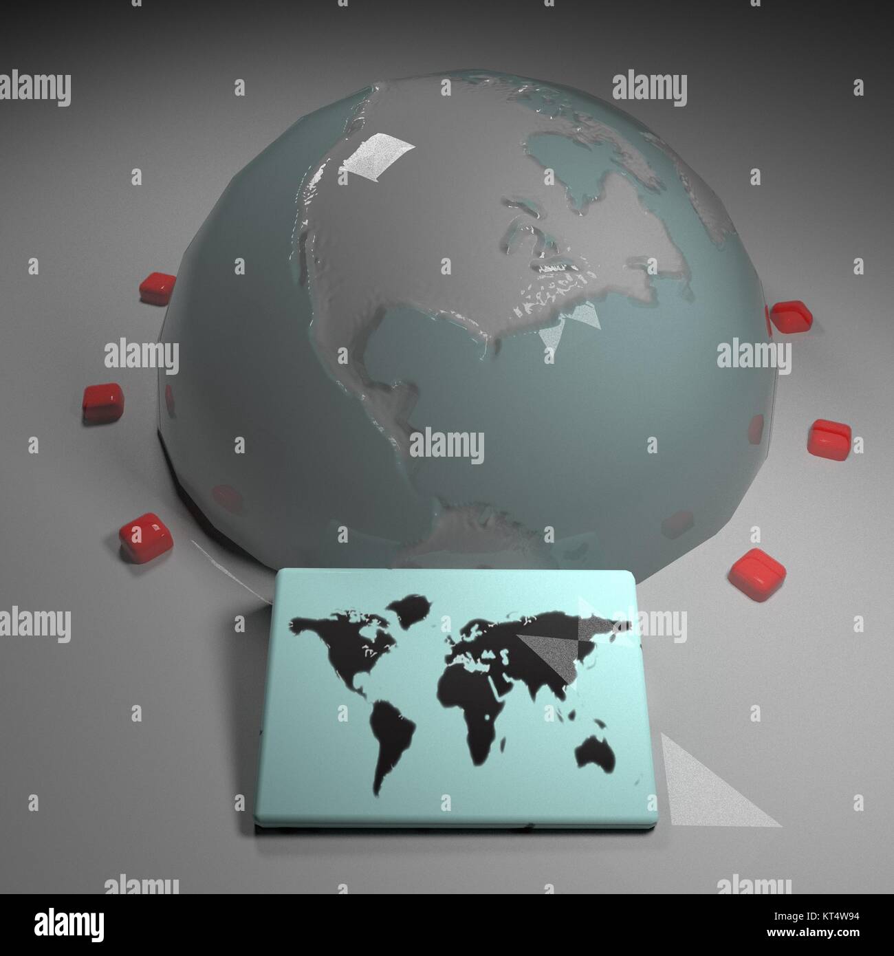Globe with screen and buttons Stock Photo - Alamy