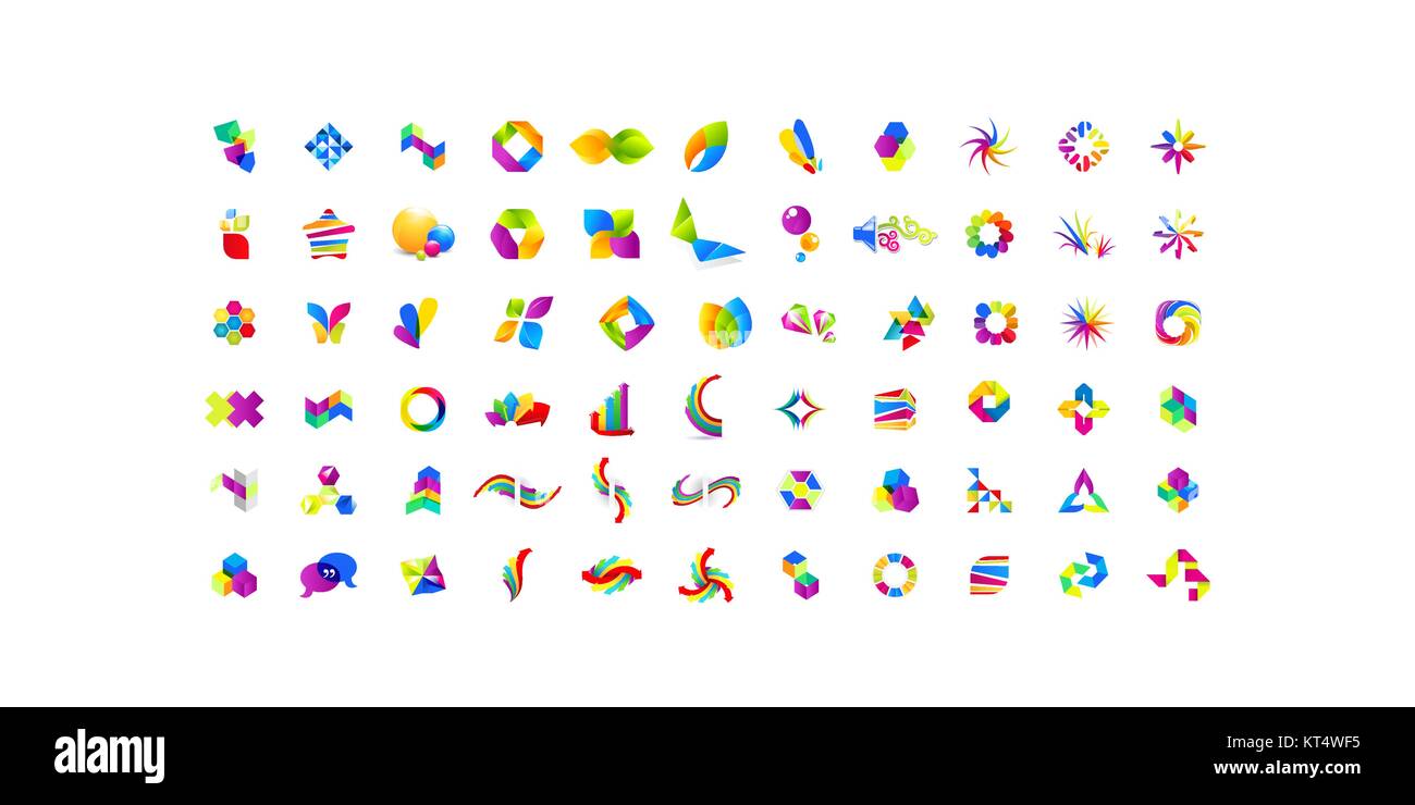 Big Set of minimal geometric multicolor symbol set shapes. Trendy icons ...