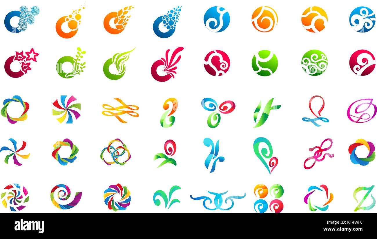 Set of minimal geometric multicolor symbol set shapes. Trendy icons and ...