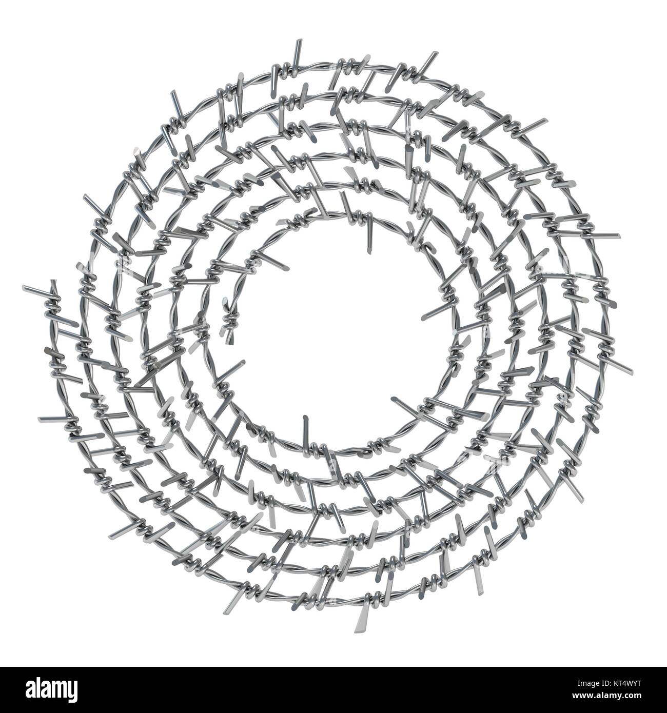 Spiral barbed wire front view 3D Stock Photo - Alamy