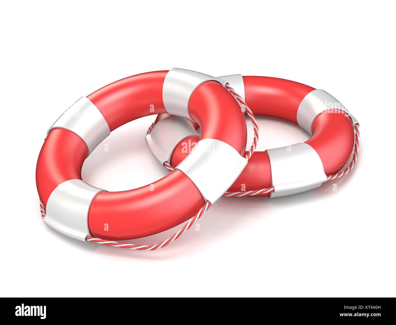 Two red life buoys 3D Stock Photo - Alamy