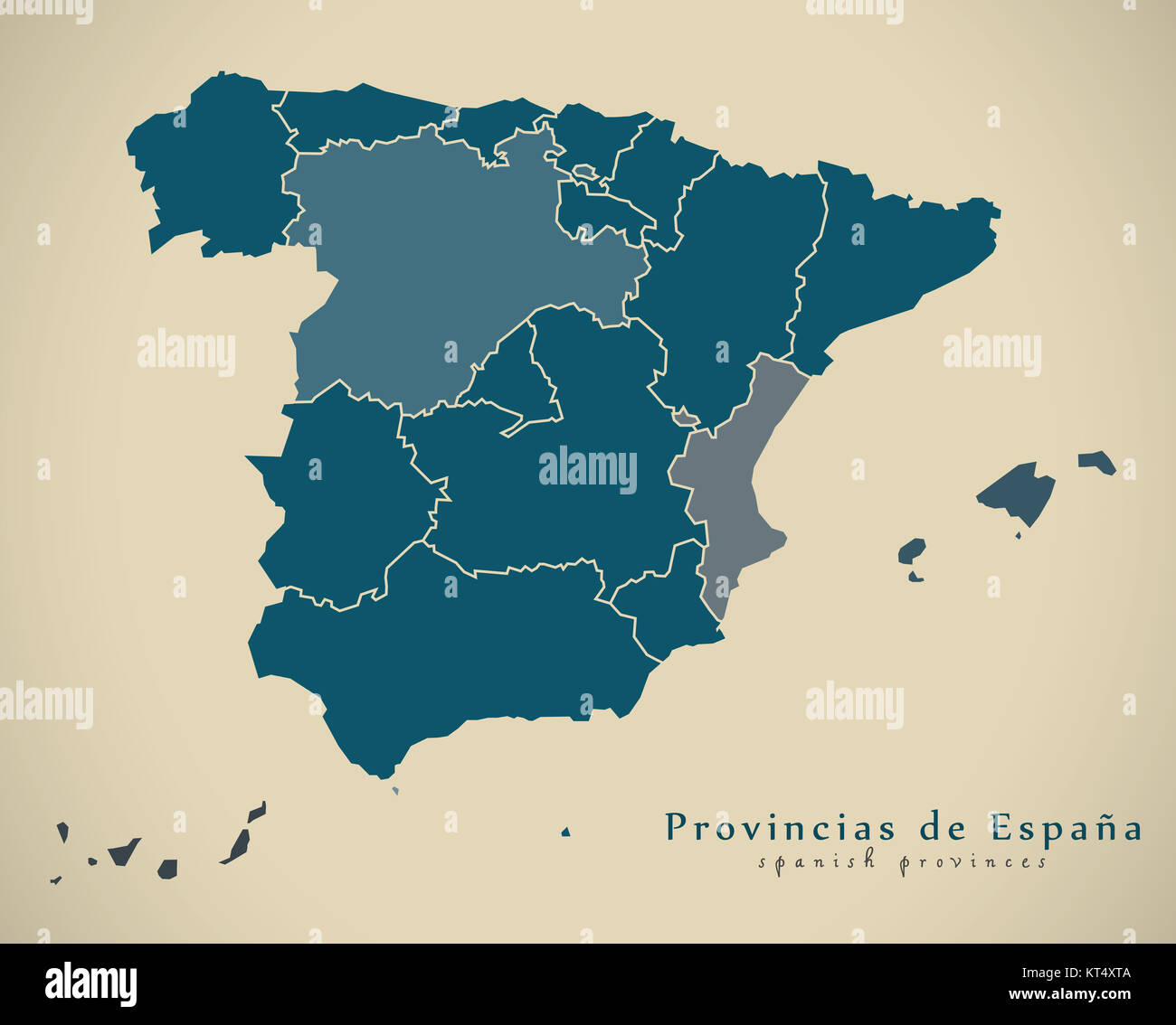 Modern Map - Spain with provinces ES illustration Stock Photo - Alamy