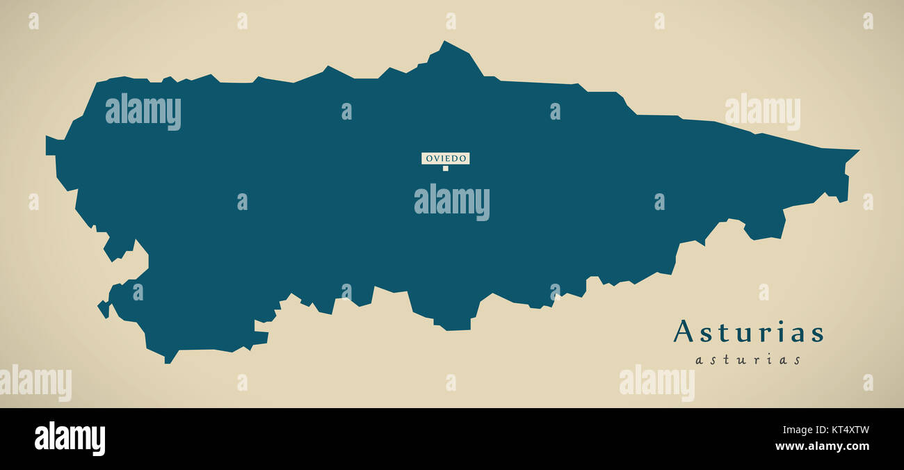 Modern Map - Asturias Spain ES illustration Stock Photo - Alamy