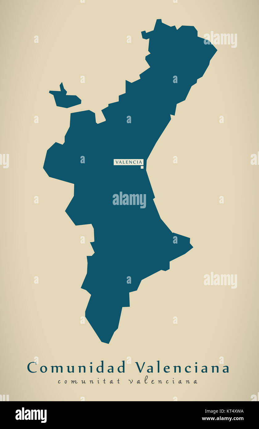 Modern Map - Comunidad Valenciana Spain ES illustration Stock Photo - Alamy