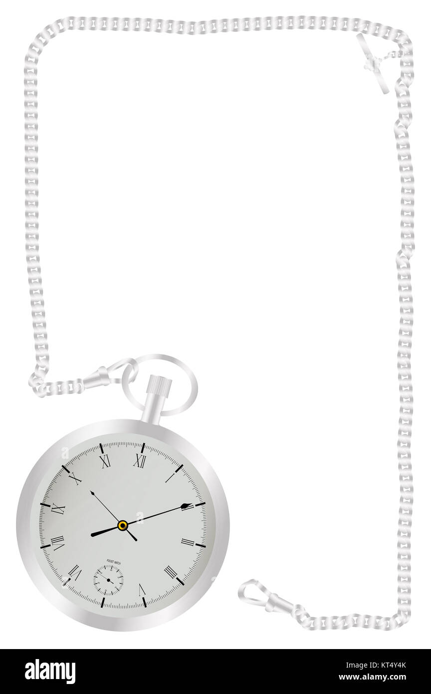 Silver Watch and Chain Border Stock Photo - Alamy