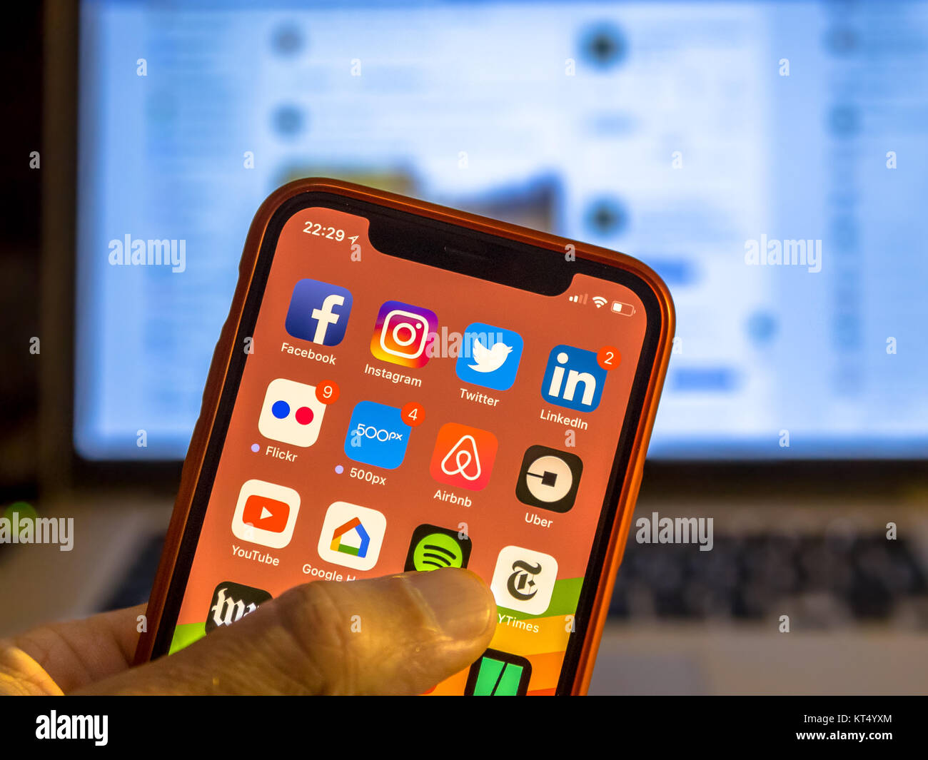 Social media icons phone screen hi-res stock photography and images - Alamy