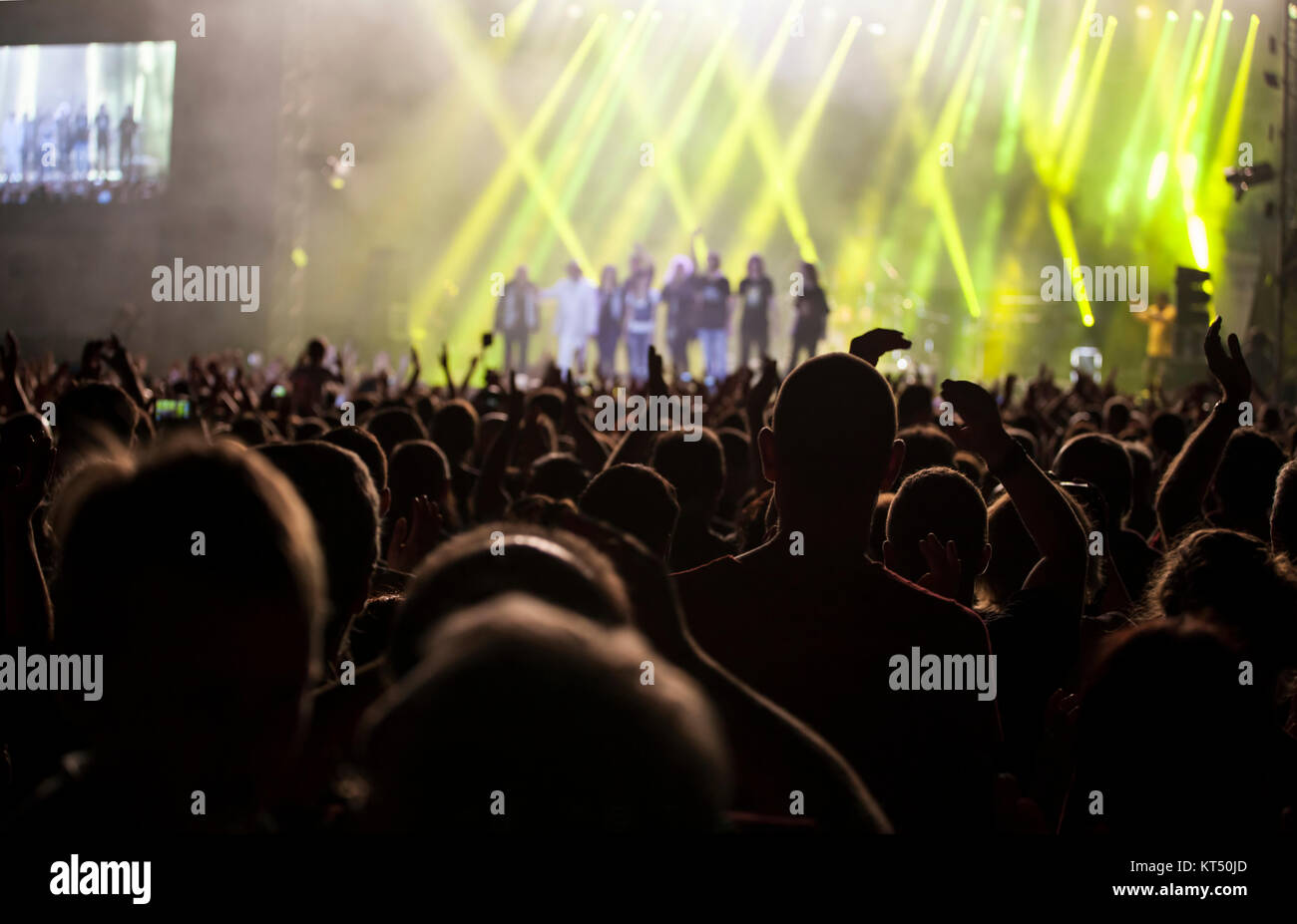 Cheering crowd at a concert Stock Photo - Alamy